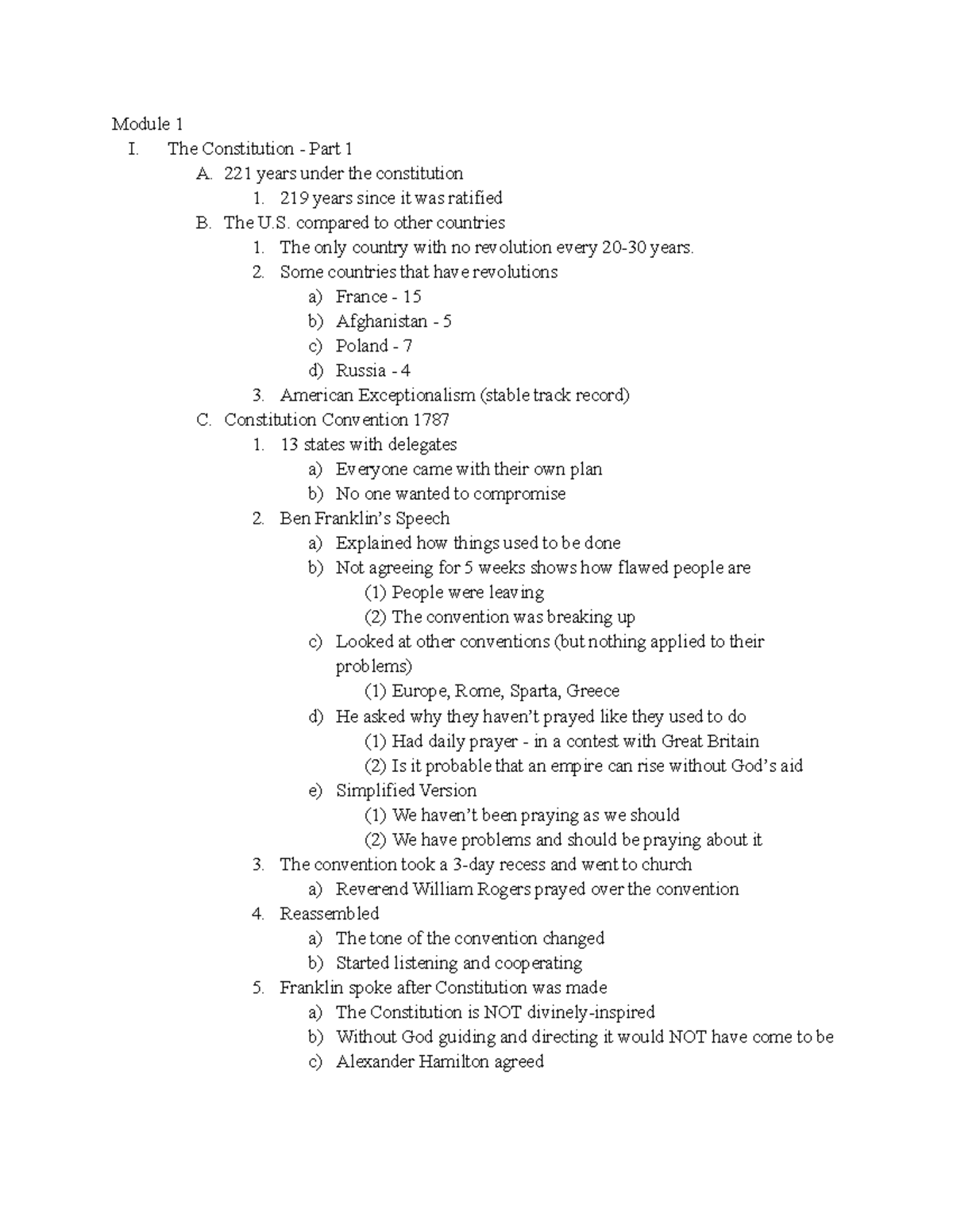 Notes The Constitution pt. 1 - GOV 220 - Module 1 I. The Constitution ...