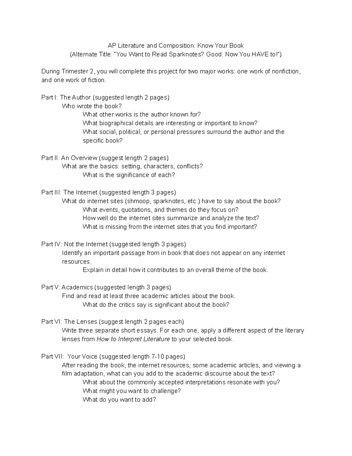 Know Your Novel: A Guide to Analyzing a Text - AP Literature and ...