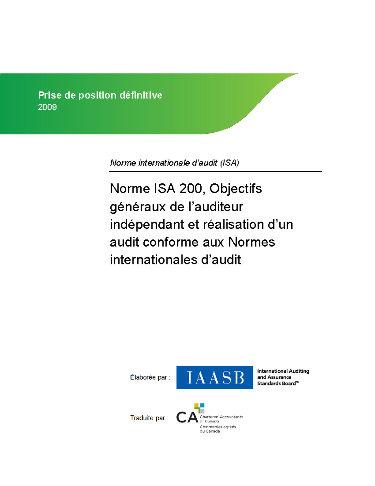 NCA 200 - Norme NCA - IFAC Board Norme internationale d’audit (ISA ...
