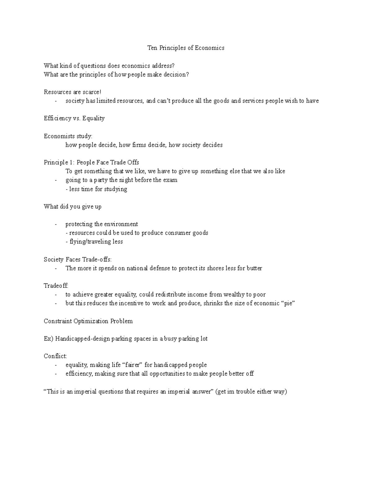 Ten Principles of Economics - Equality Economists study: how people ...