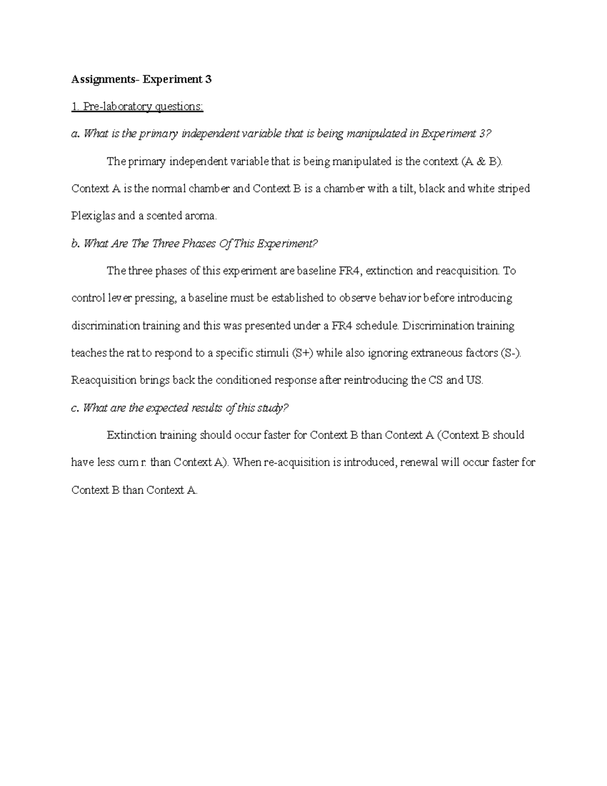 HW 5 - Assignment 5 - Assignments- Experiment 3 Pre-laboratory questions: a. What is the primary ...