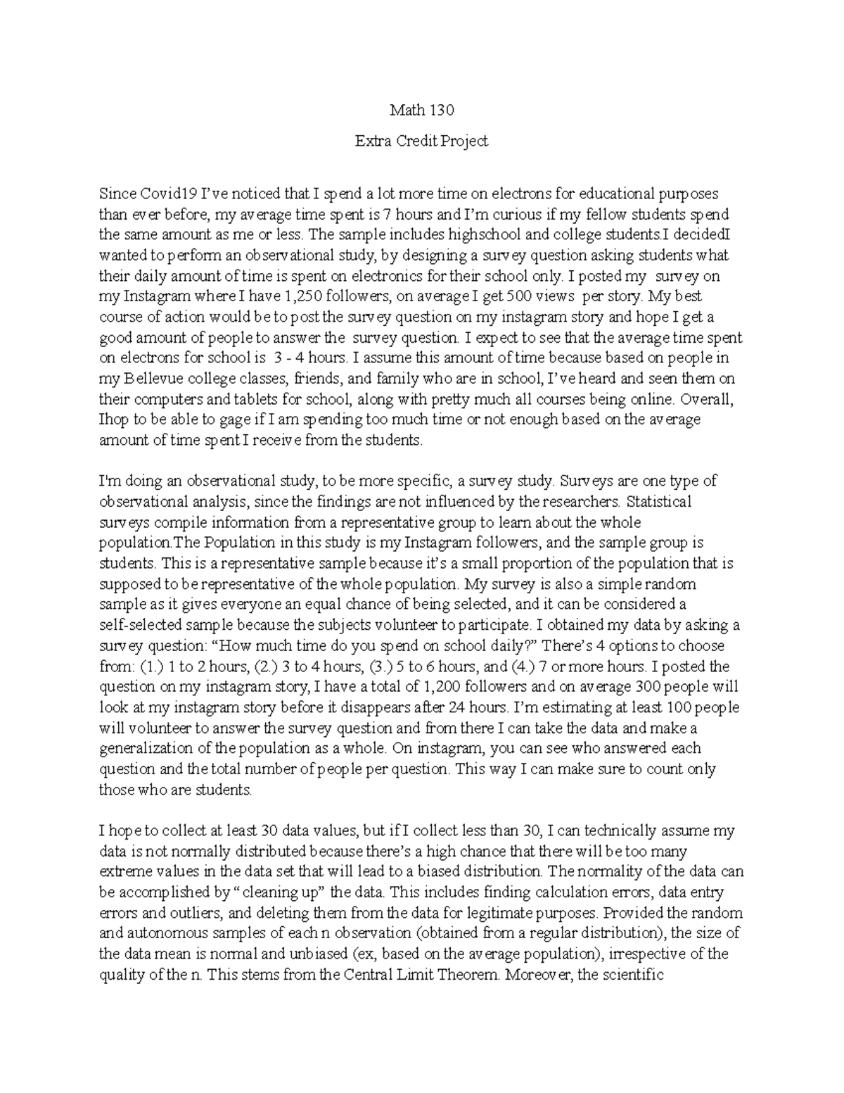 130 Extra Credit Project - Math 130 Extra Credit Project Since Covid19 ...