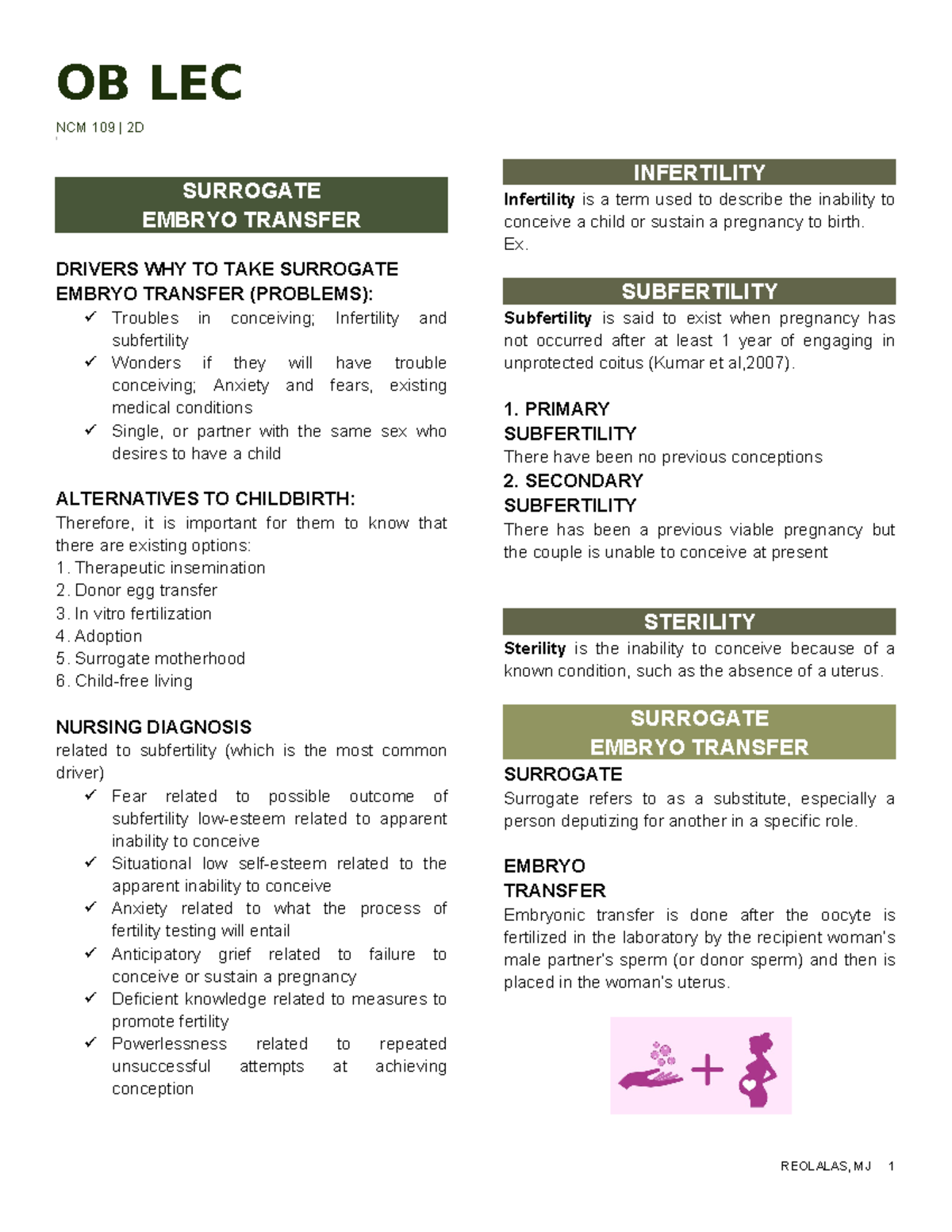 OB LEC Embryo - ob - OB LEC NCM 109 | 2D SURROGATE EMBRYO TRANSFER DRIVERS WHY TO TAKE SURROGATE ...