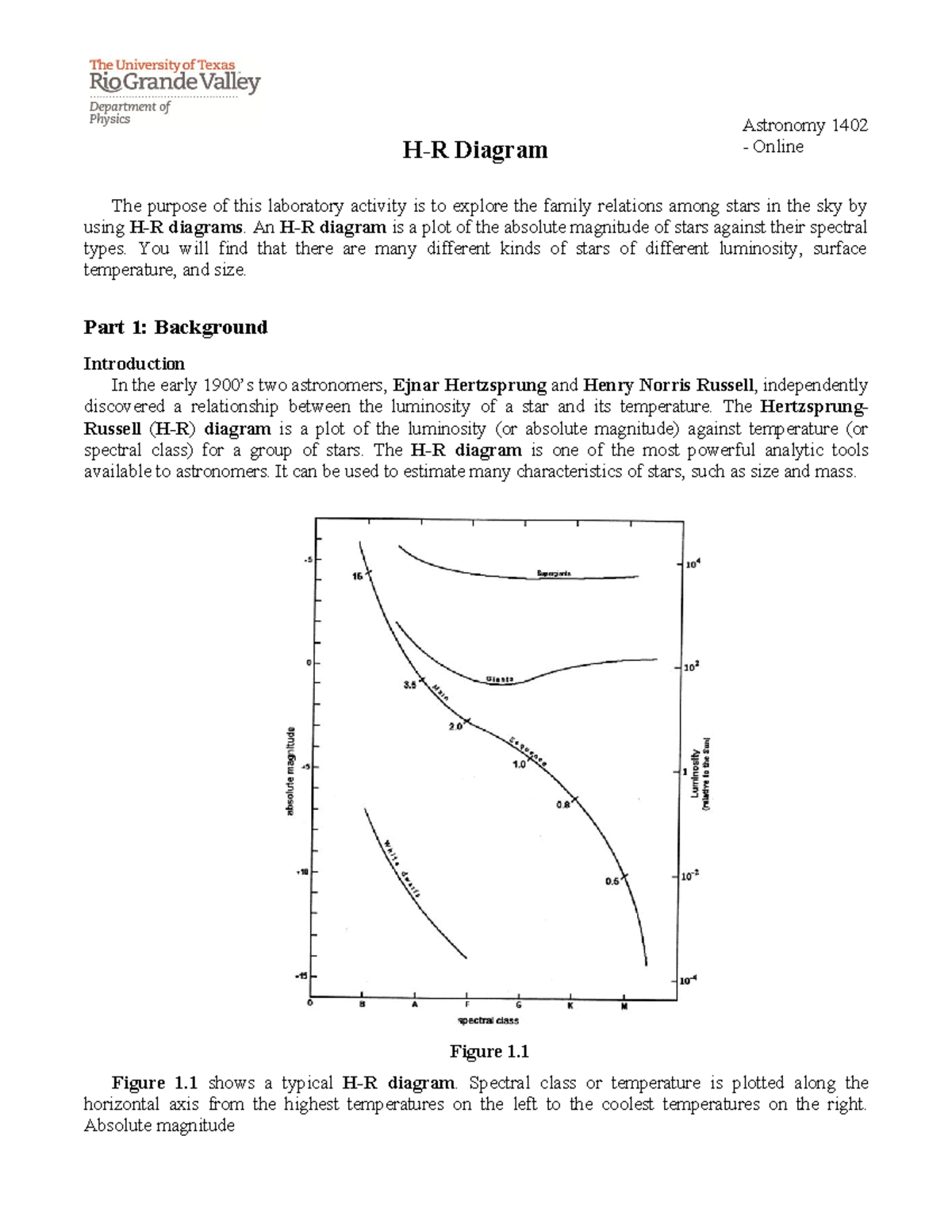 05 H-R Diagram-online - An H-R diagram is a plot of the absolute ...