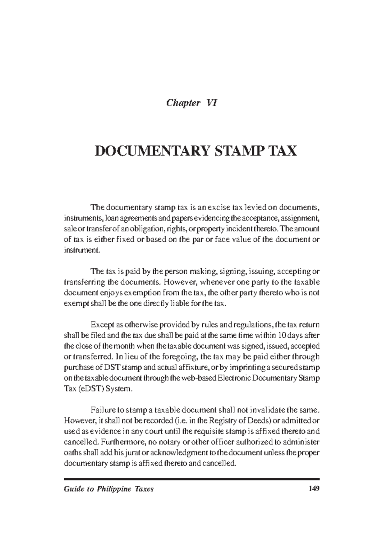 Documentary-stamp-tax - EO 22 Chapter VI DOCUMENTARY STAMP TAX The ...