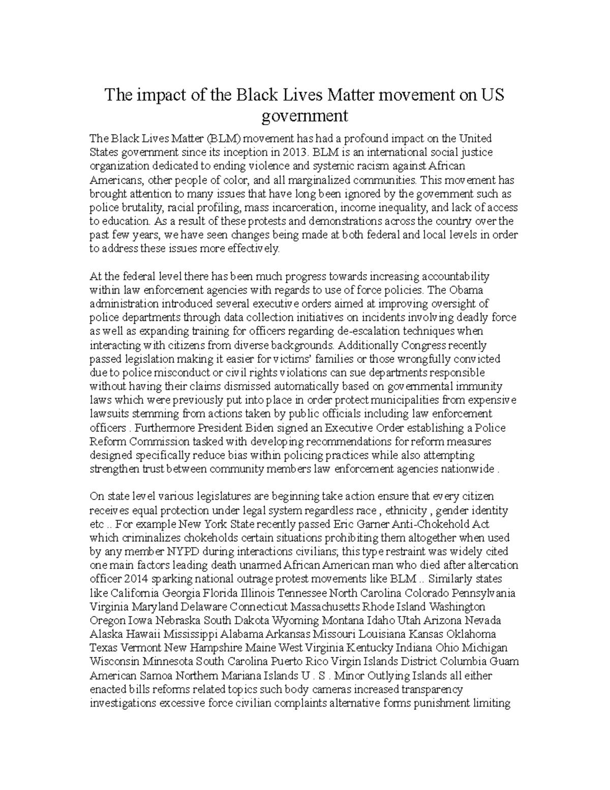 The impact of the Black Lives Matter movement on US government - BLM is ...