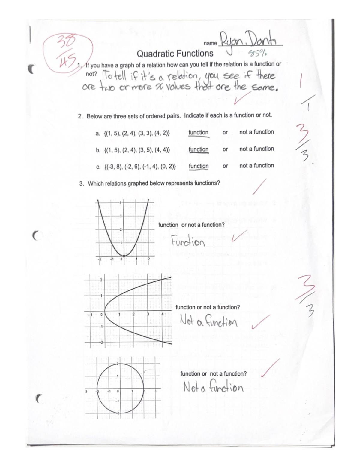 Grade 10 Math - Quadratic Functions Practice Questions - Studocu