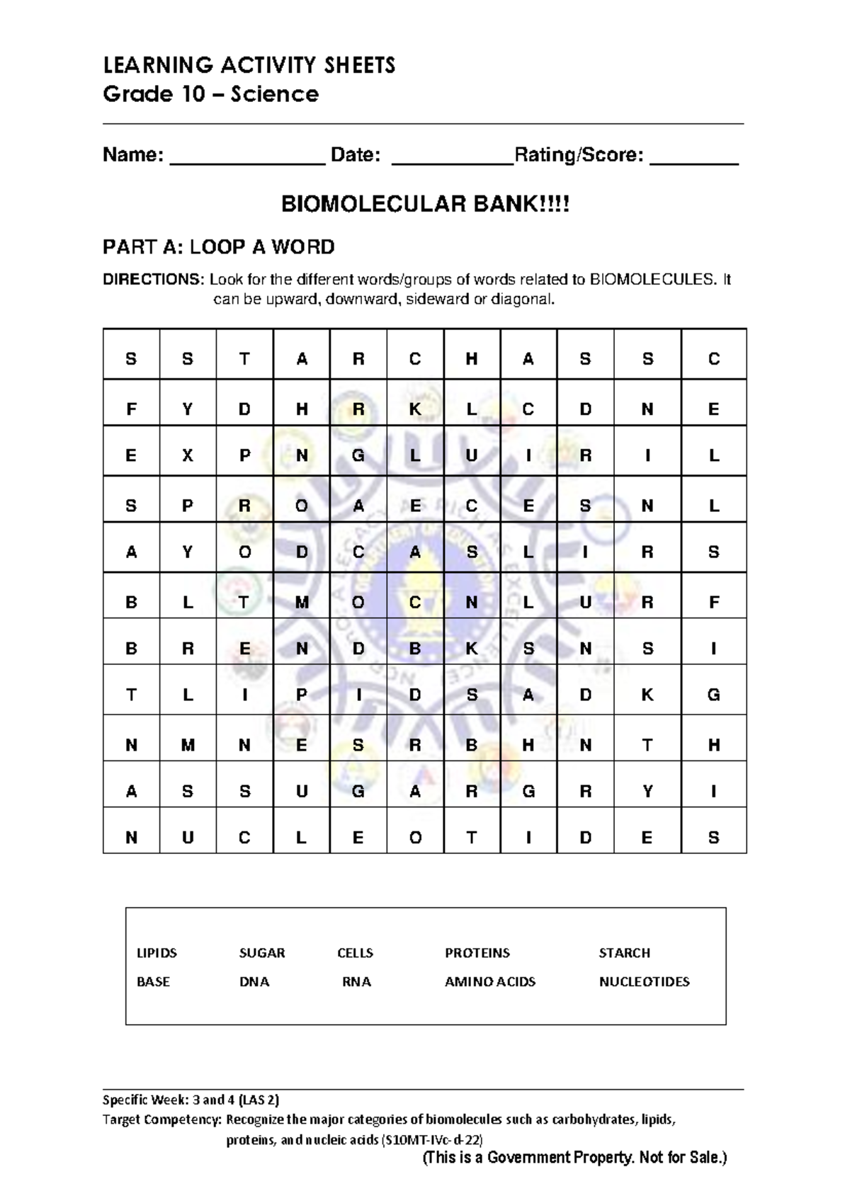 Q4 Science G10 LAS 2 Muntinlupa Version 4 - Grade 10 – Science - Studocu