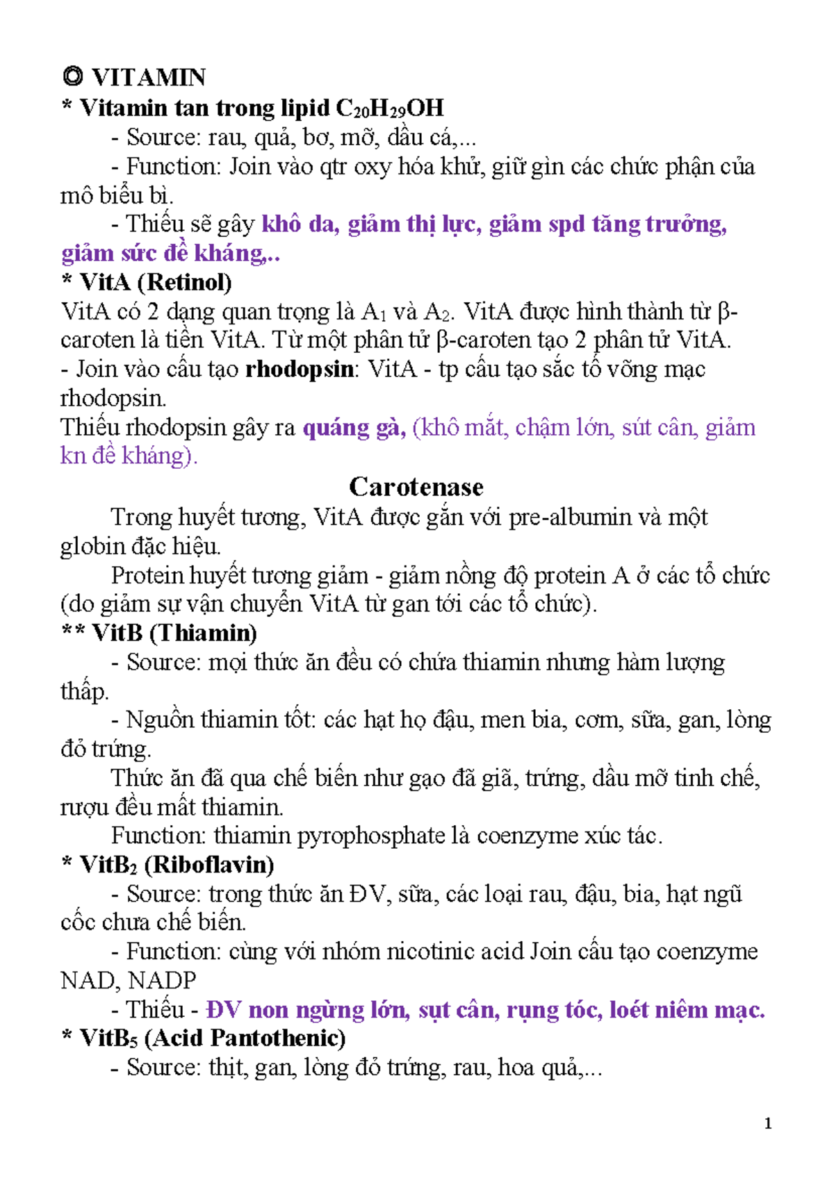 Hoá sinh - ……… - VITAMIN Vitamin tan trong lipid C 20 H 29 OH Source: rau, quả, bơ, mỡ, dầu cá ...