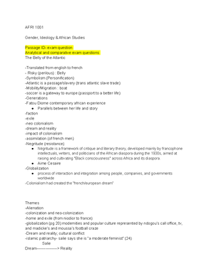 Carleton University - Intro to African Studies - AFRI 1001A - Final ...