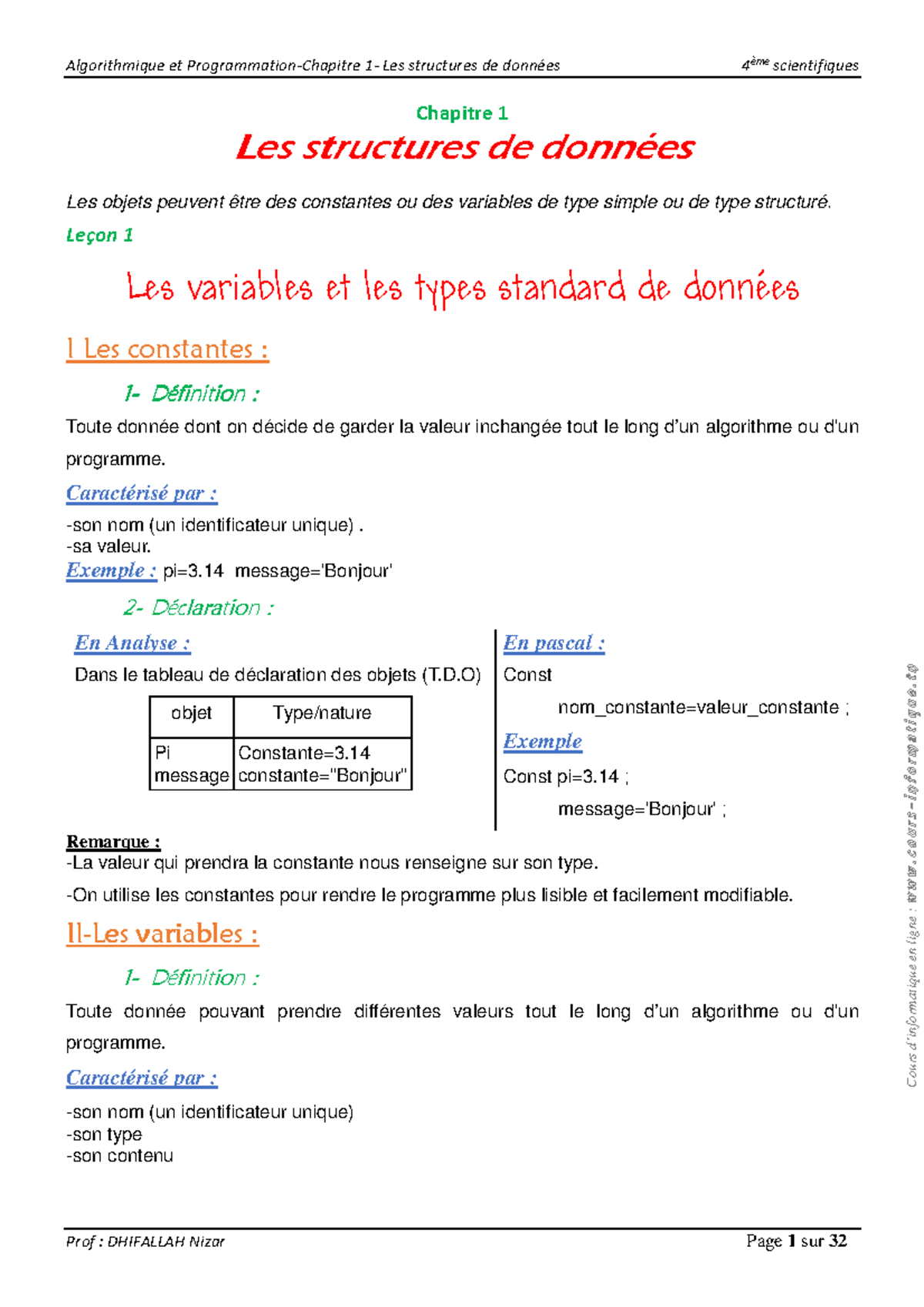 31 196 - fezea - Chapitre 1 Les structures de donnéesLes structures de ...