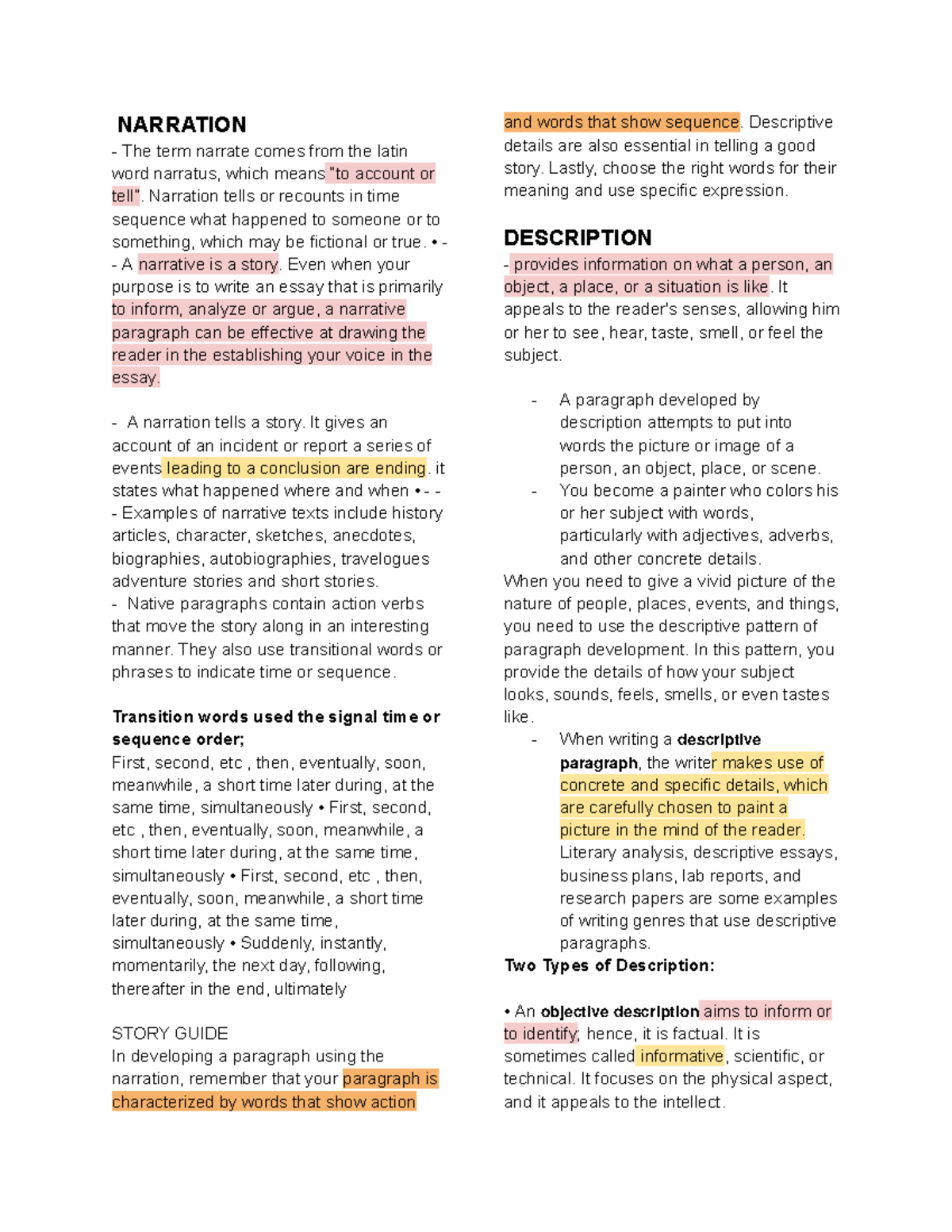 Rn W uwwuwuw - RnW class notes - NARRATION - The term narrate comes ...