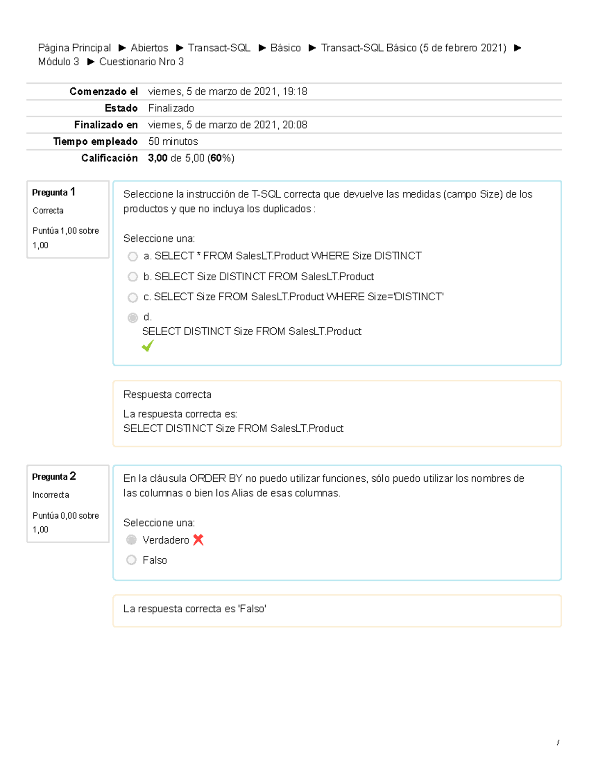 Basico.Cuestionario Nro 3 base de datos - / Página Principal Abiertos ...