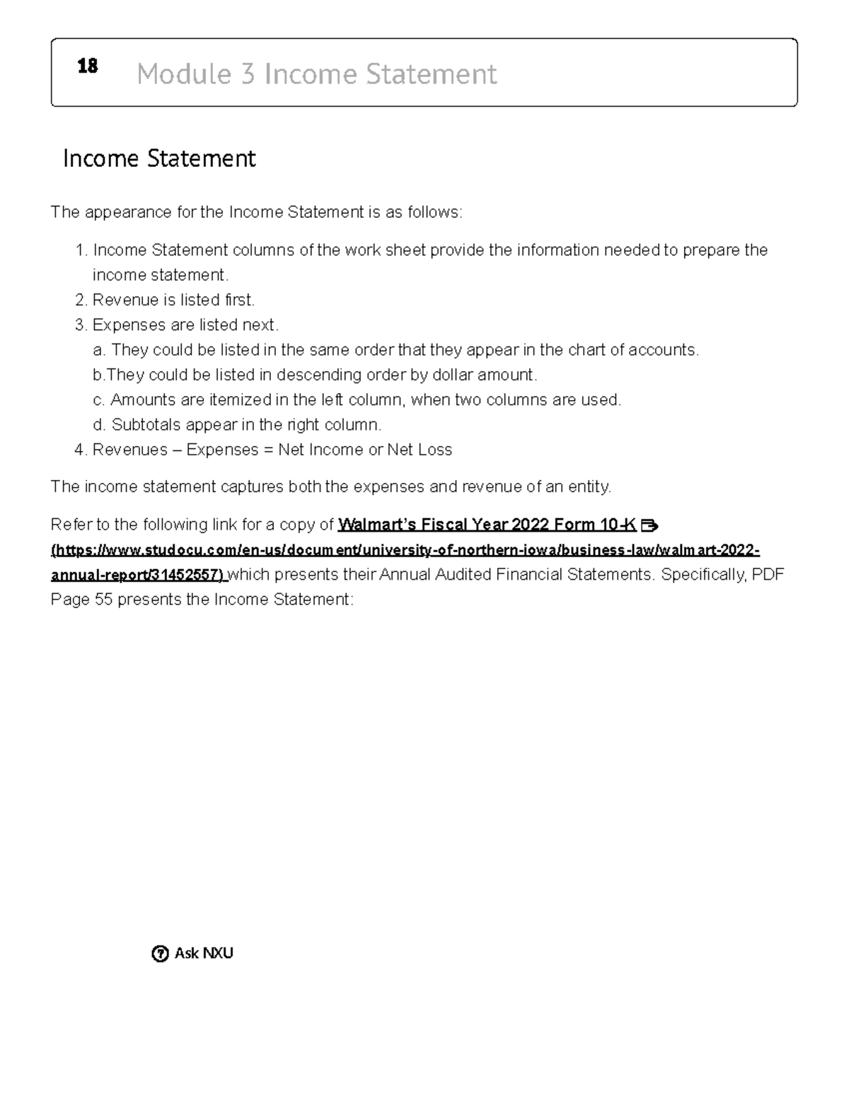 Module 3 Income Statement BUS5003 Business Environment - 18 Module 3 ...