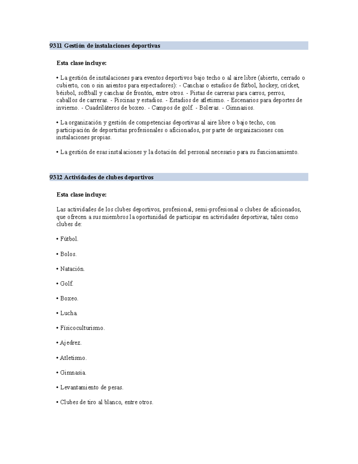 Actividades Ciiu Deportivas - 9311 Gestión de instalaciones deportivas ...