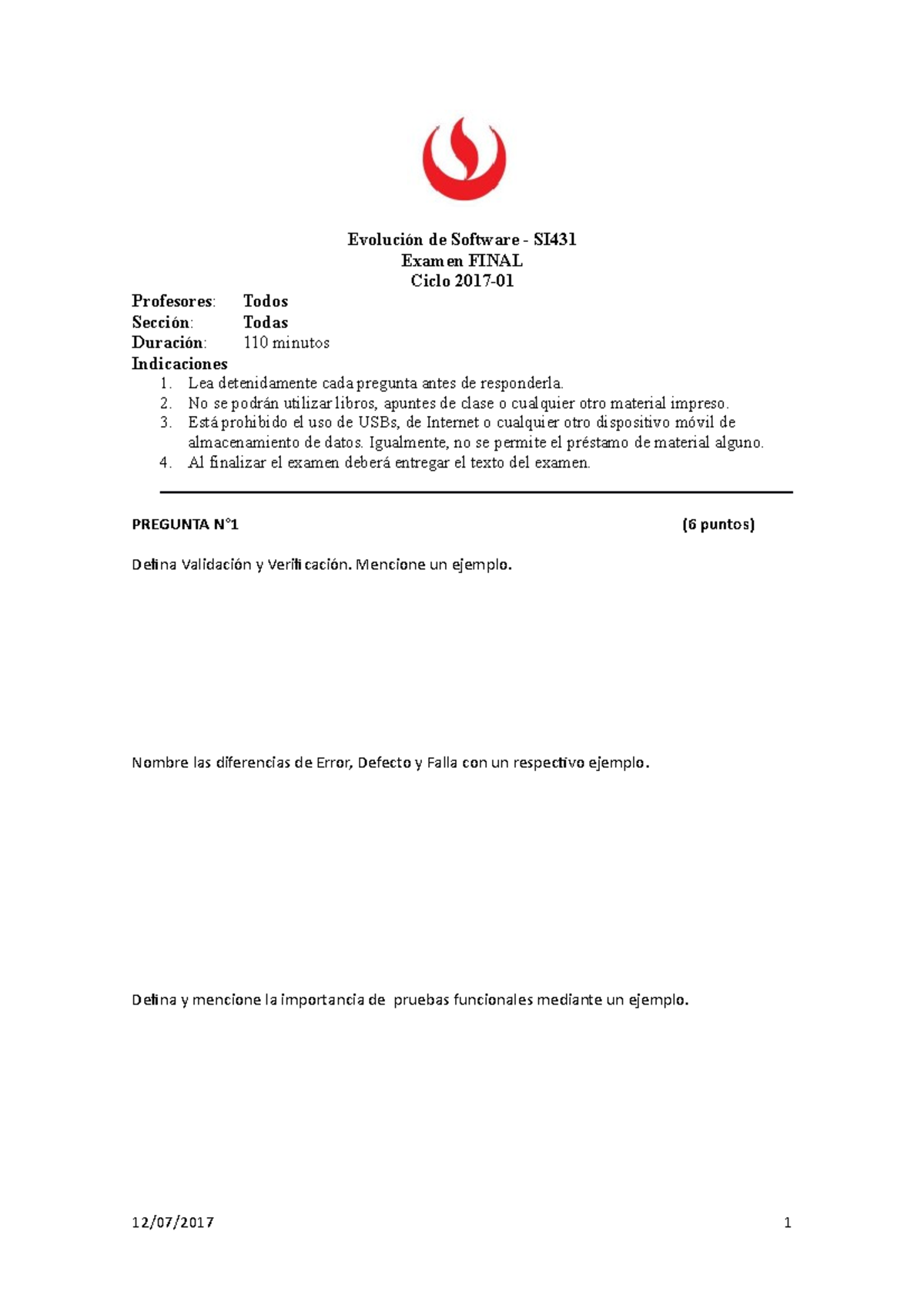 Examen 2017, preguntas - de Software SI431 Examen FINAL Ciclo ...