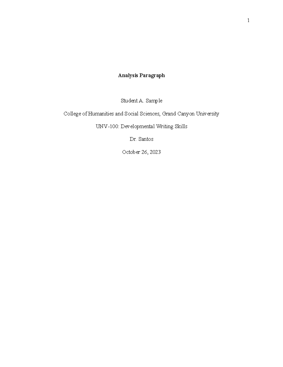 APAStyle Template 2023 Analysis withrequirements - Analysis Paragraph ...