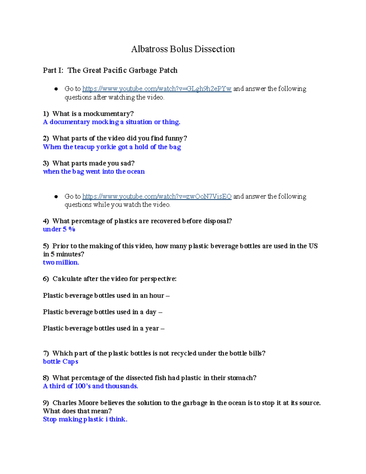 Copy of Albatross Bolus Dissection Lab - Albatross Bolus Dissection ...