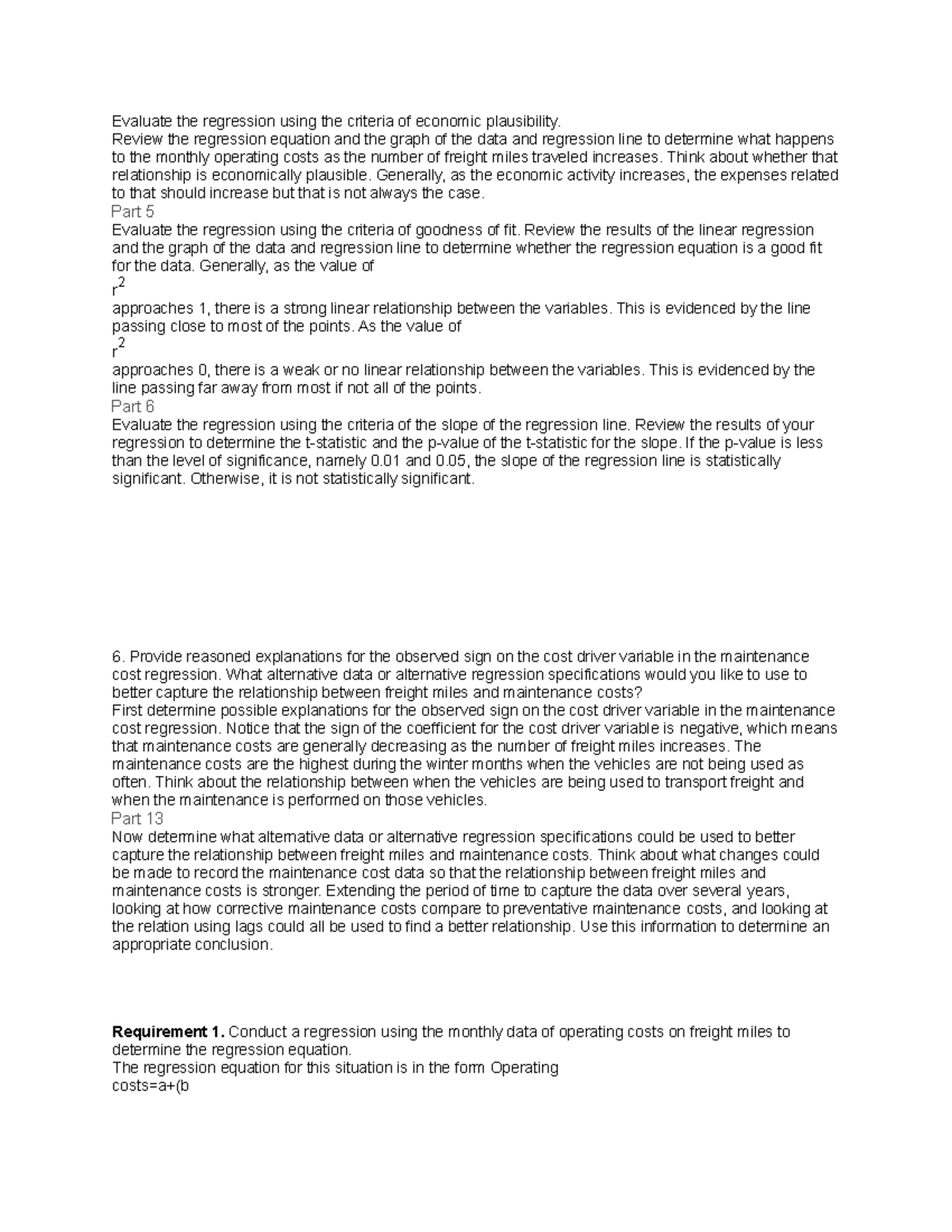 Mod10 assgn - module 10 - Evaluate the regression using the criteria of ...