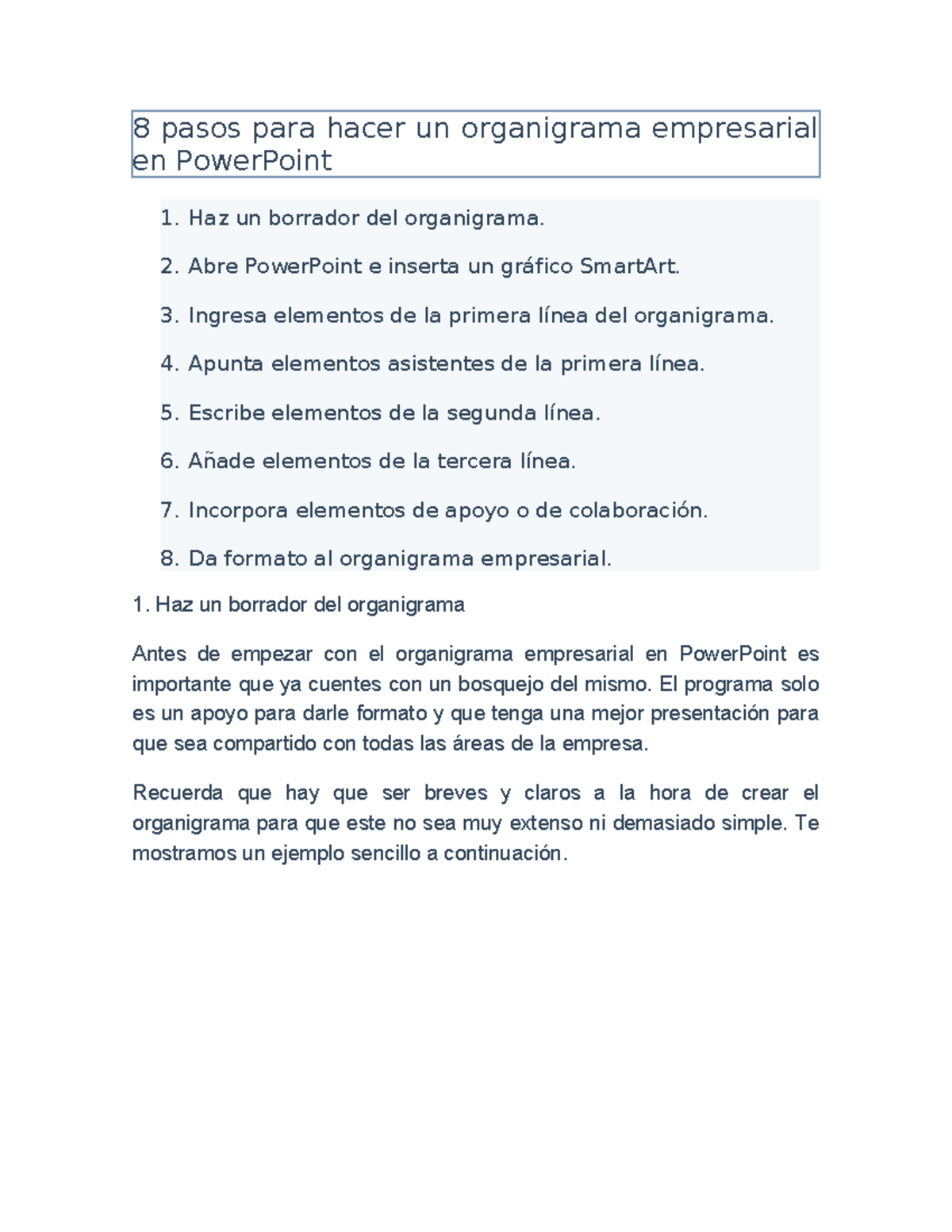 8 pasos para hacer un organigrama empresarial en Power Point - Abre ...