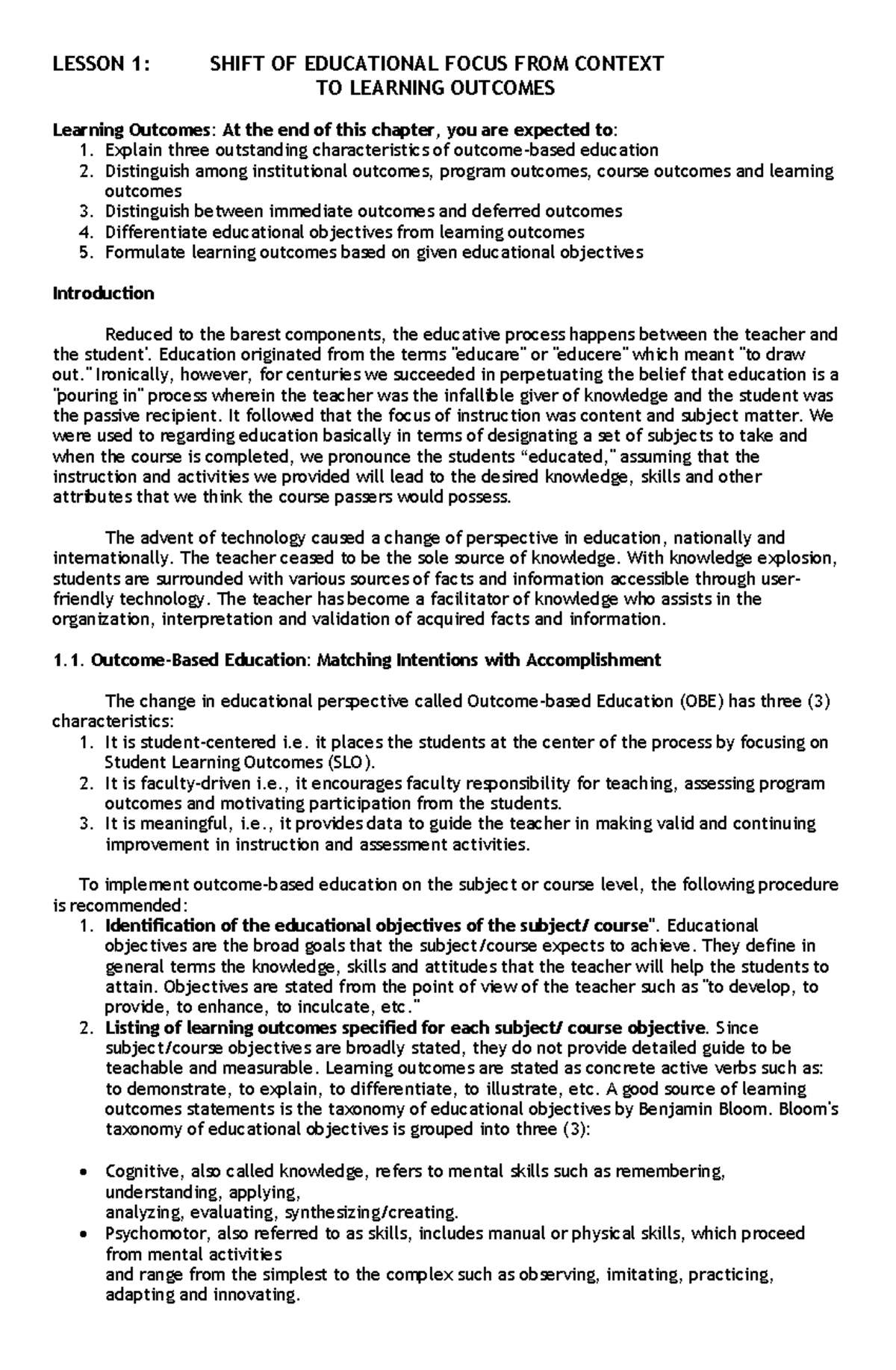 EDUC 105 Assessment Of Learning 1 Module 1 Teaching Math In The Primary