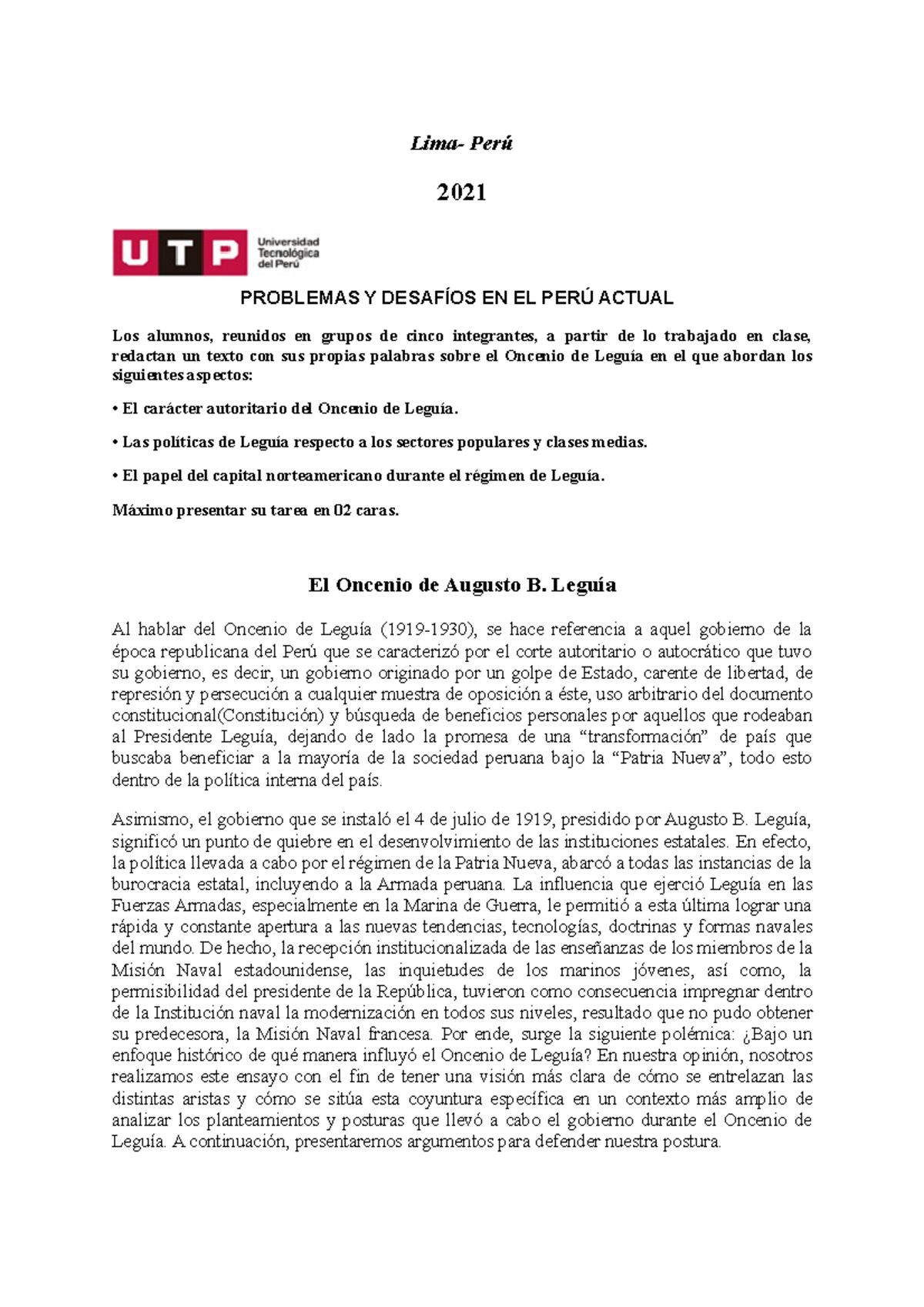 Problemas y Desafios del Peru - Lima- Perú 2021 PROBLEMAS Y DESAFÍOS EN ...