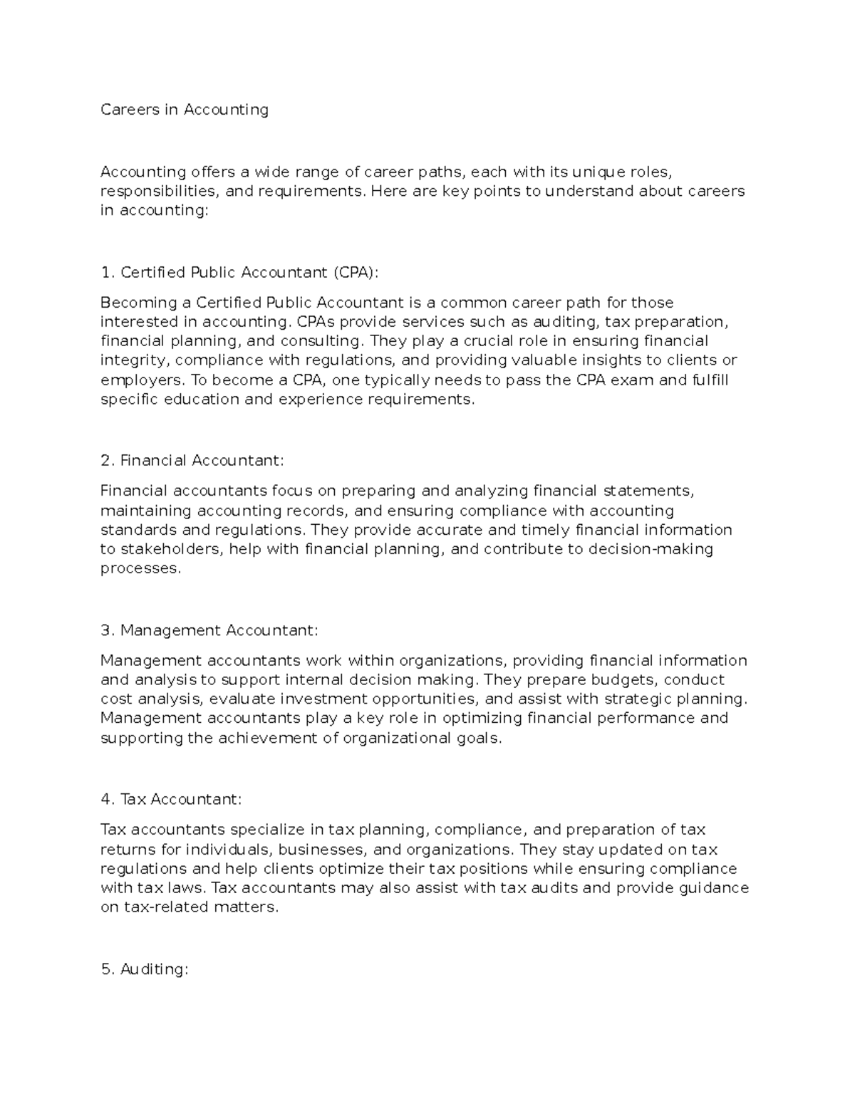 Careers in Accounting - Careers in Accounting Accounting offers a wide ...