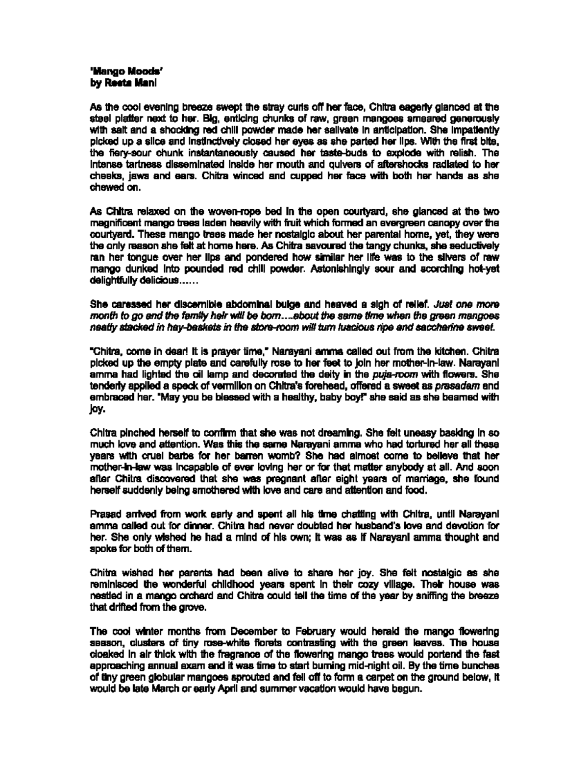 Mango Moods - short stories - Integrated Language Skills II - Studocu