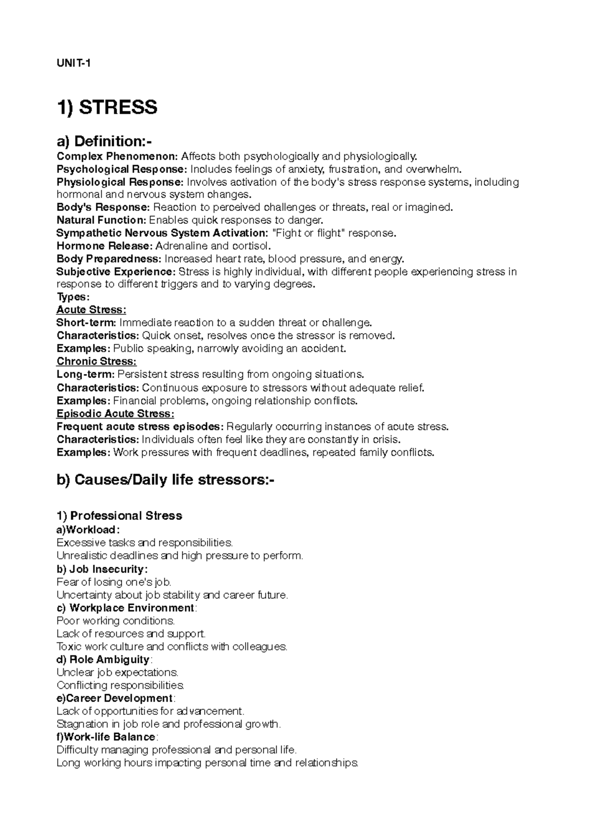 GE PE - These notes are a part of GE Physical Education: Stress ...