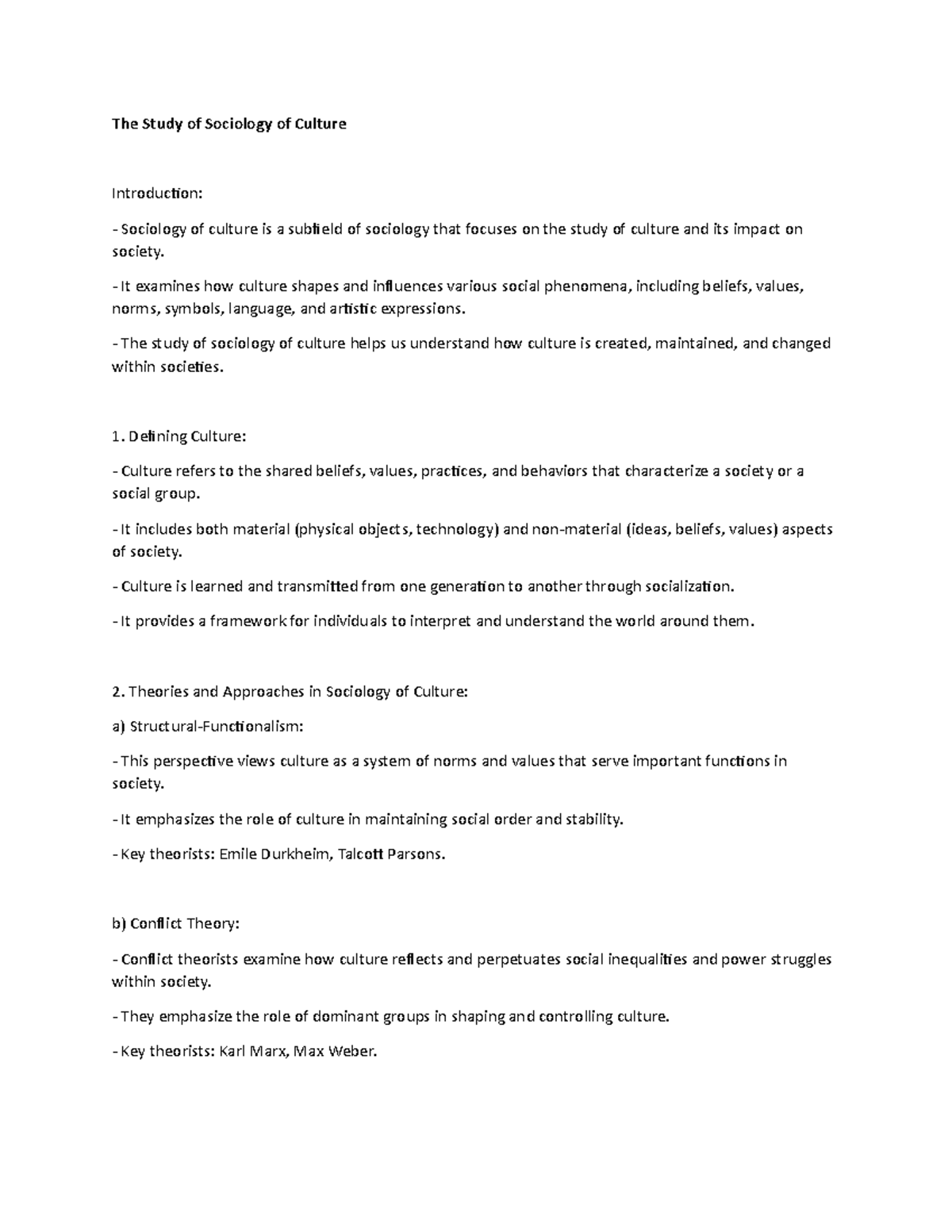 The Study of Sociology of Culture - The Study of Sociology of Culture ...