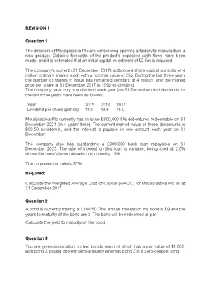 F5 - Mock A - Questions - Mock exam acca - ACCA F5 (PM) Performance Management Mock A QUESTIONS ...