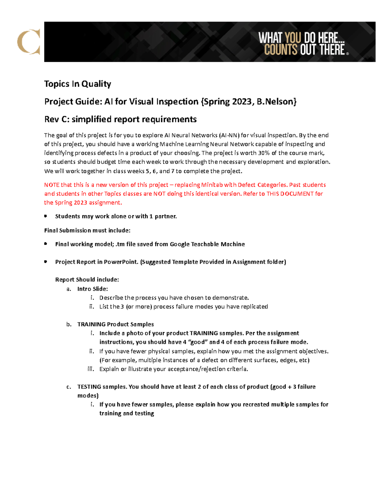 Topics Project - AI for Visual Inspection {spring 23 rev c simplified ...