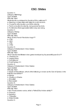 CSC257-Answers-4 - CSC257 - CSC: Problem Question 1: Category ...