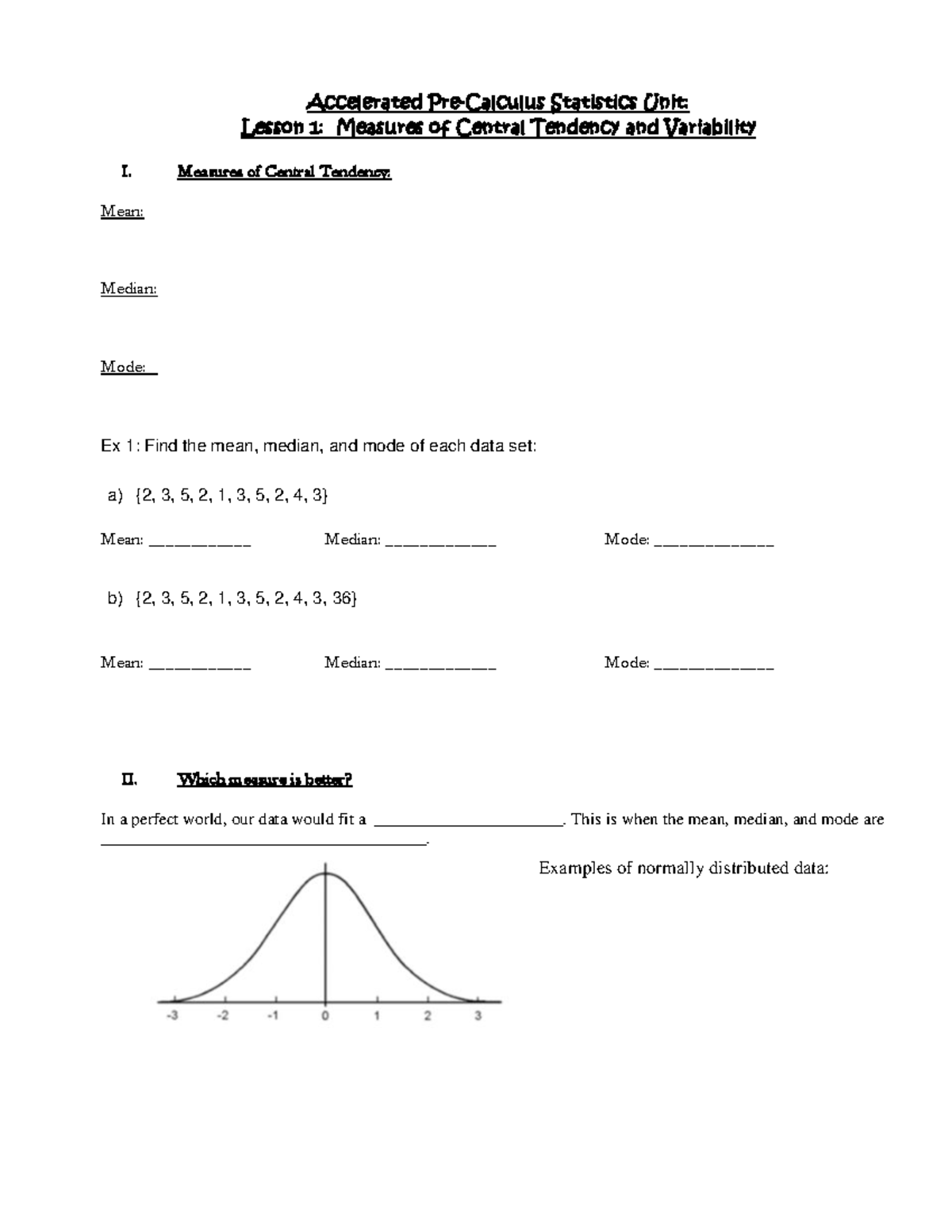 Measures of Central Tendency and Variablility - guided notes (2021 ...