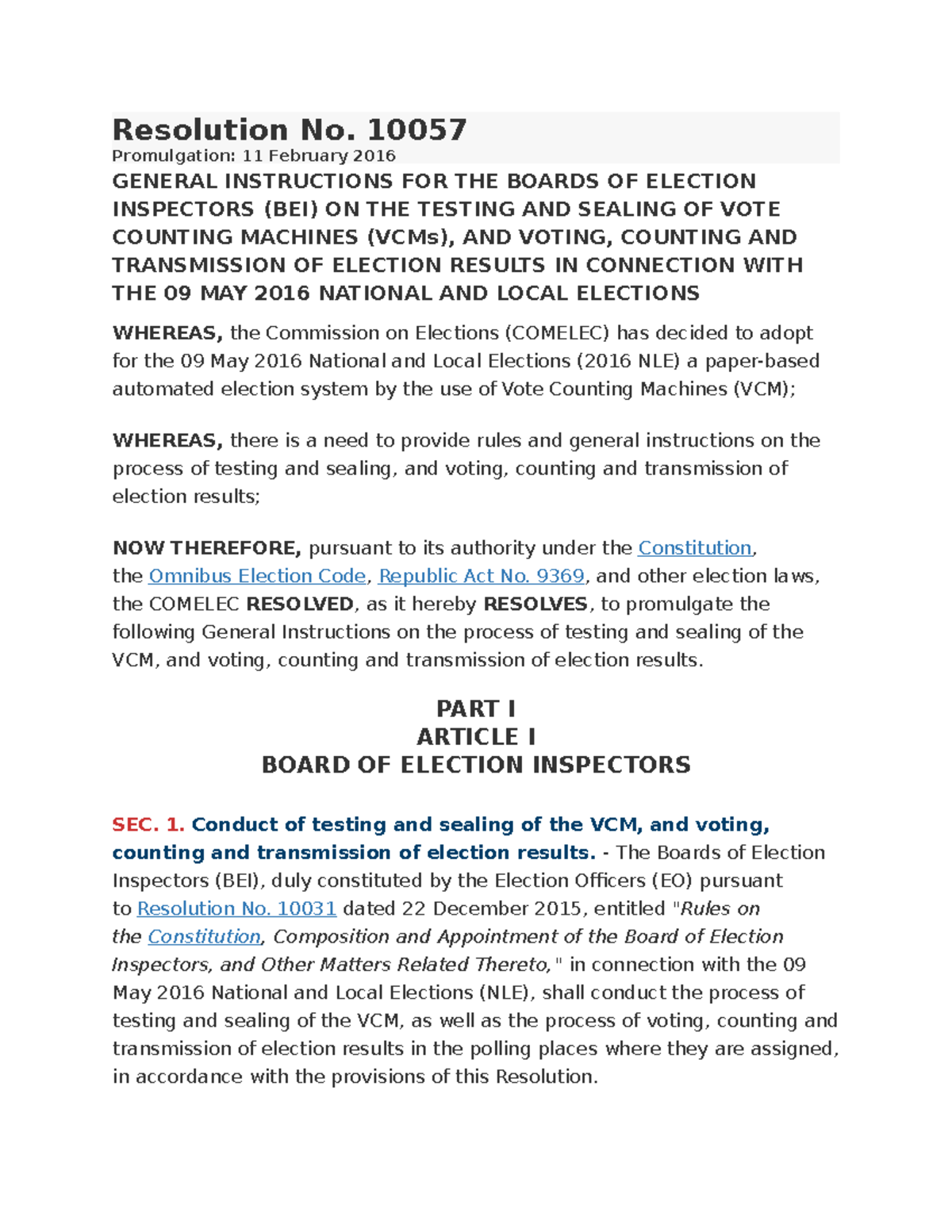 2016 AES rules - Resolution No. 10057 Promulgation: 11 February 2016 ...