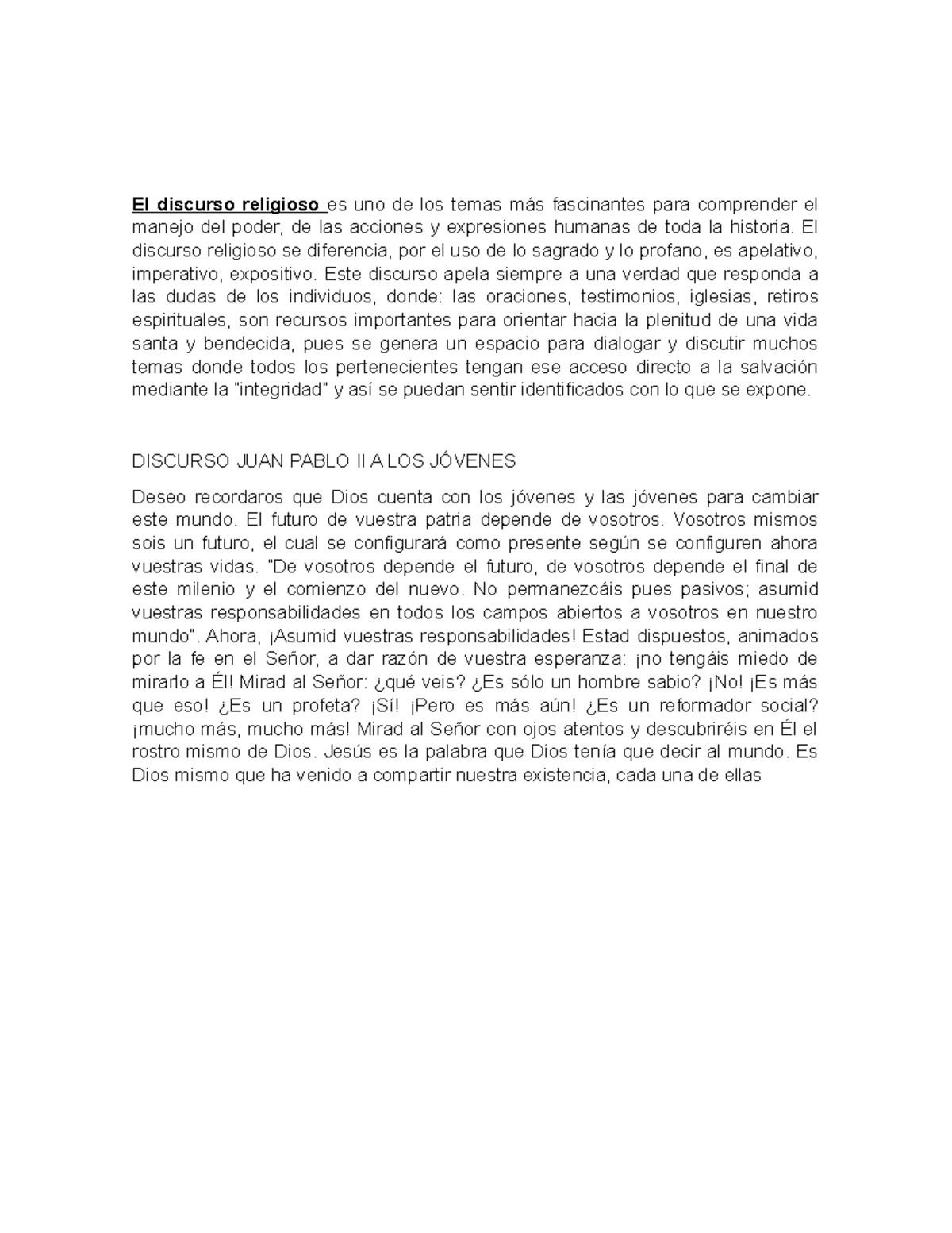 Discurso religioso - excelente - El discurso religioso es uno de los ...