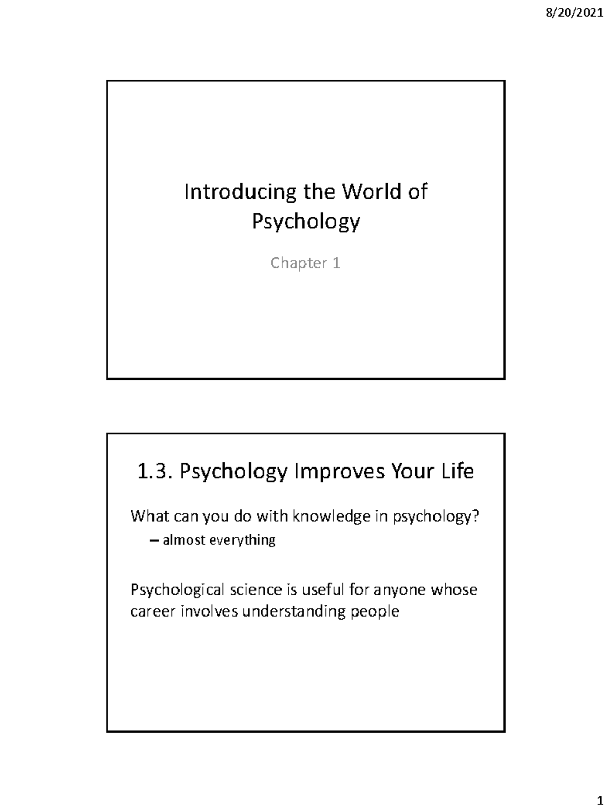 01 Introducing the World of Psychology - Introducing the World of ...