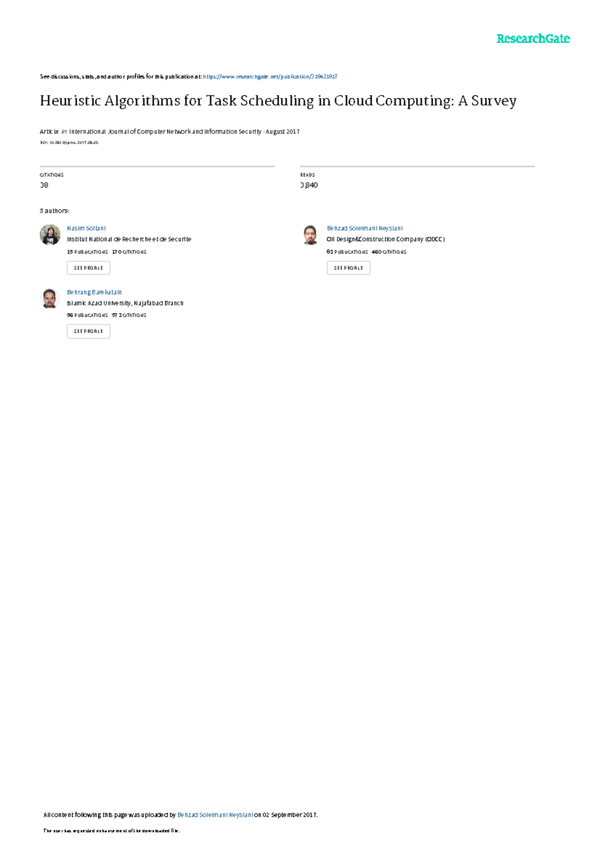 Heuristic Algorithms for TaskScheduling in Cloud - See discussions ...