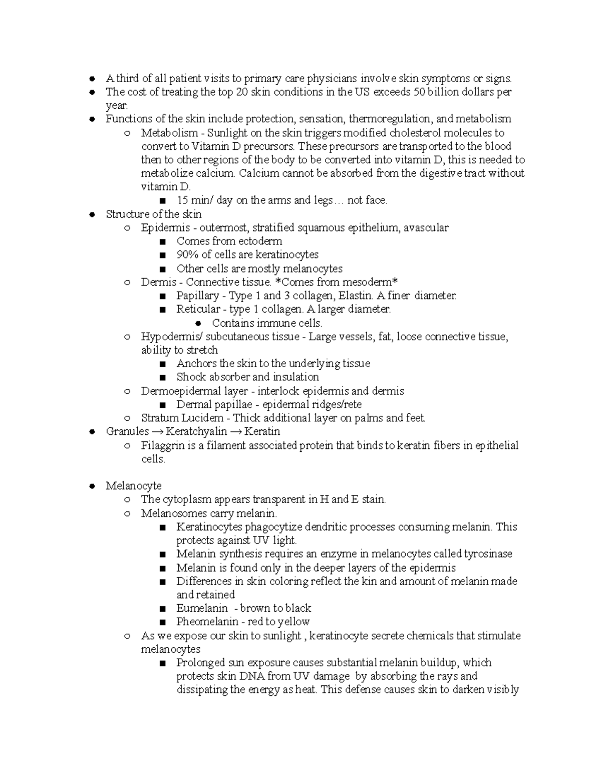 Skin - Lecture notes 2 - A third of all patient visits to primary care ...