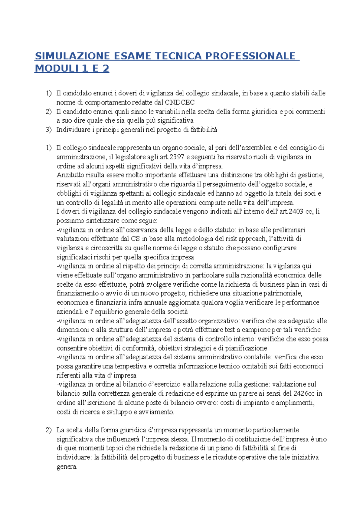 Simulazione Esame Tecnica Professionale Moduli 1 E 2 - SIMULAZIONE ...