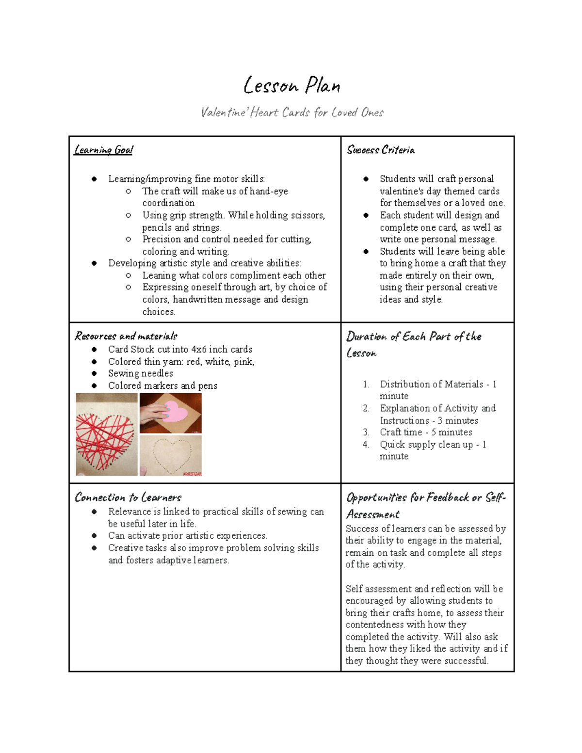 Lesson Plan Prof - Lesson Plan Valentine’ Heart Cards for Loved Ones ...