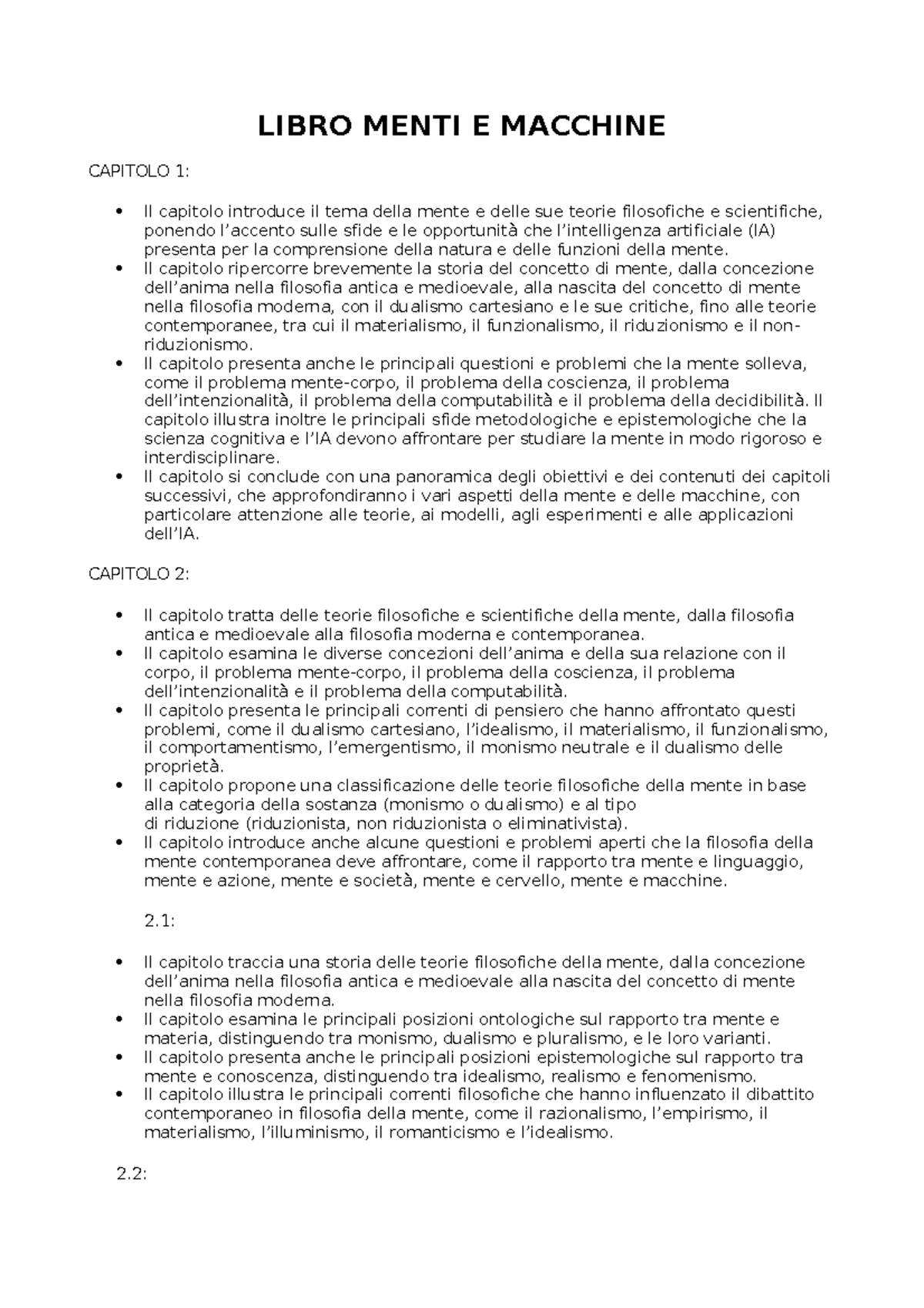 Riassunto libro Menti e macchine - LIBRO MENTI E MACCHINE CAPITOLO 1 ...