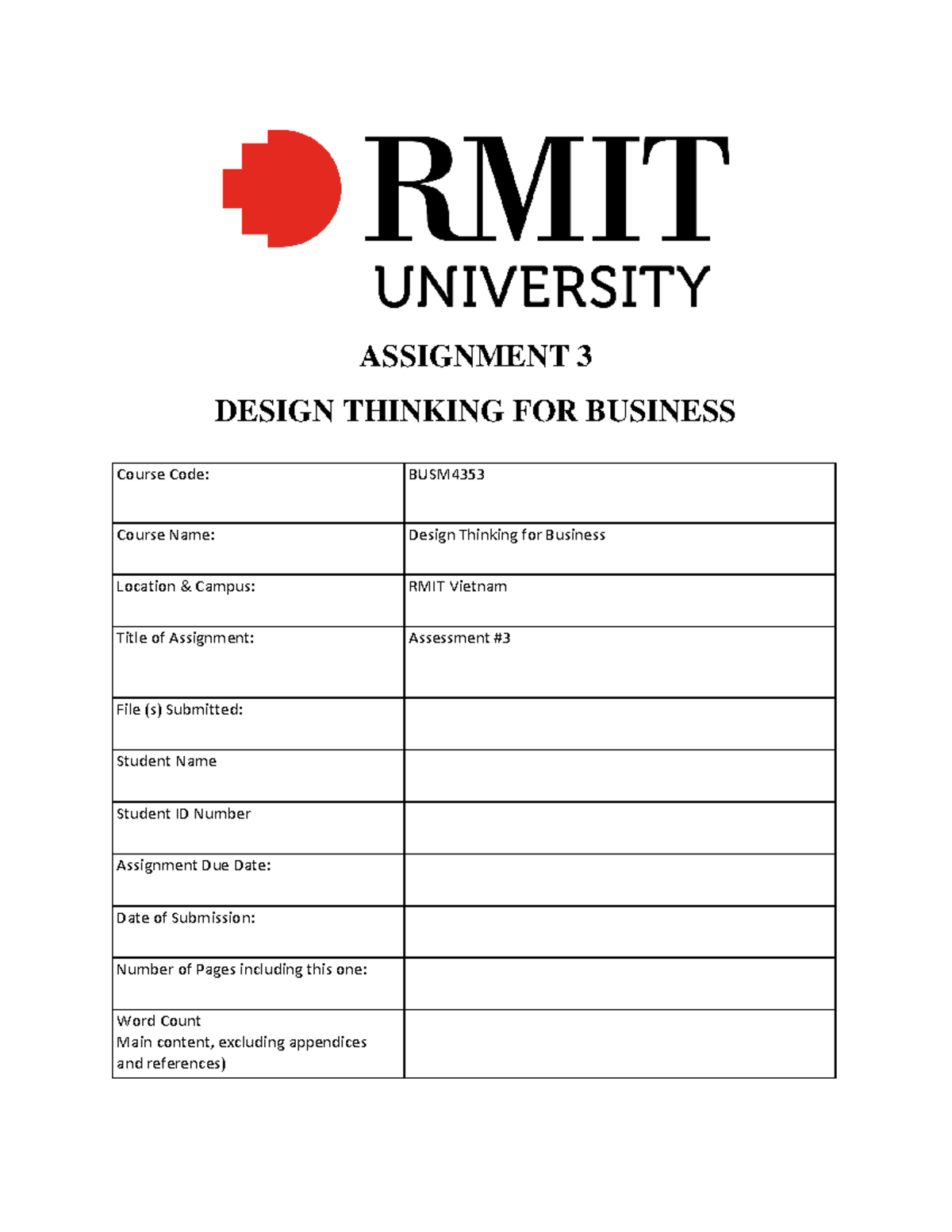 Assignment-3 Design Thinking for Business Sample DI BUSM4535 RMIT Dr ...