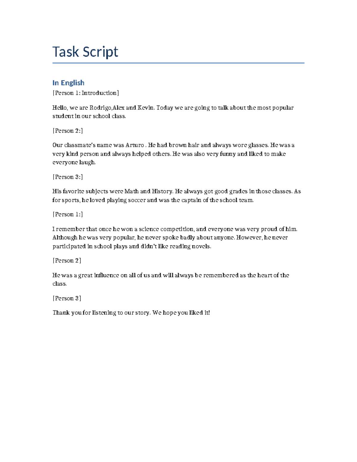 Task Script - gaNO - Task Script In English [Person 1: Introduction ...