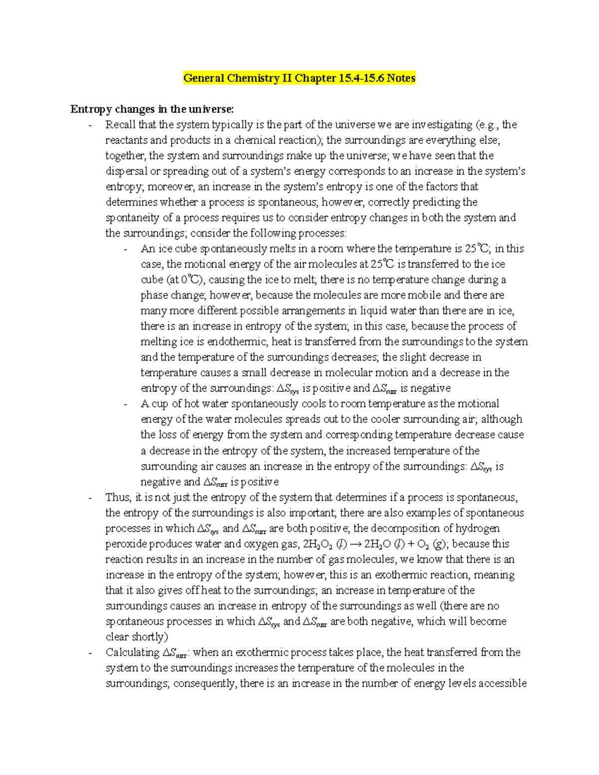 General Chemistry II Chapter 15.4-15.6 Notes - General Chemistry II ...