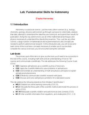 Lab: Fundamental Skills for Astronomy - Just like many other sciences ...