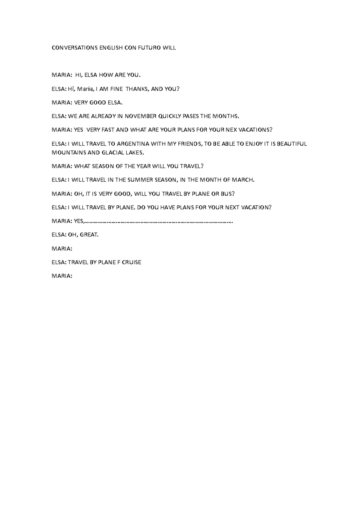 Conversations English CON Futuro WILL - CONVERSATIONS ENGLISH CON ...