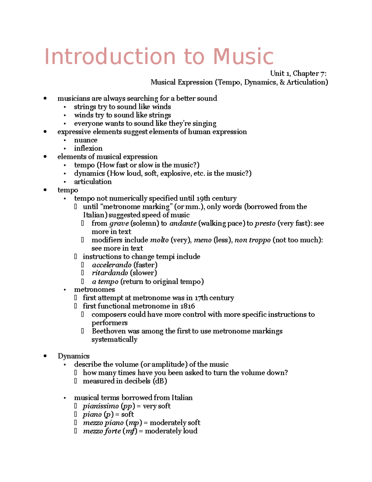 Ch7 Expression - Summary Enjoyment of Musics - Introduction to Music ...