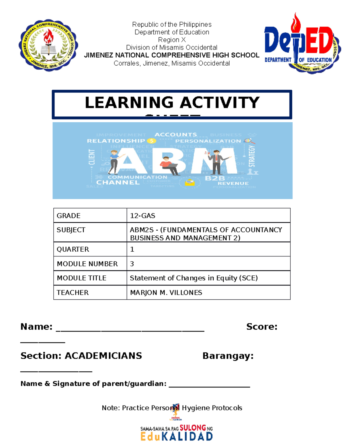 LAS FABM 2 M3 - FUNDAMENTALS OF ACCOUNTANCY BUSINESS AND MANAGEMENT ...