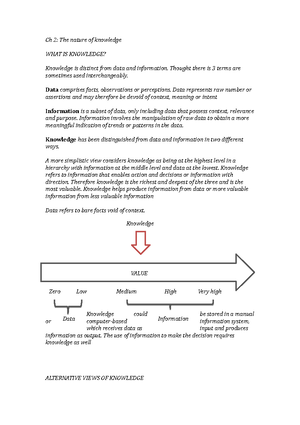 Ch 5 - Chapter 5 - Knowledge Management - Ch 5: Organizational impacts of knowledge management ...